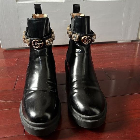 Gucci | Shoes | Gucci Leather Ankles Boot With Belt | Poshmark